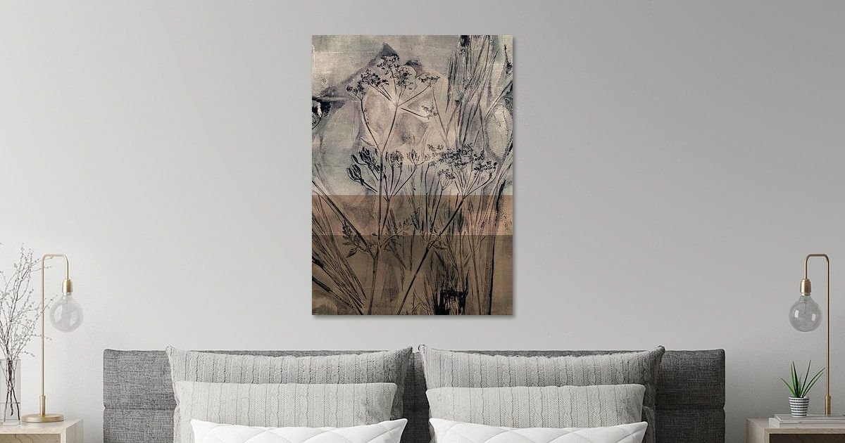 Zen wabi-sabi botanische kunst in Japandi stijl II van Dina Dankers op canvas, behang en meer